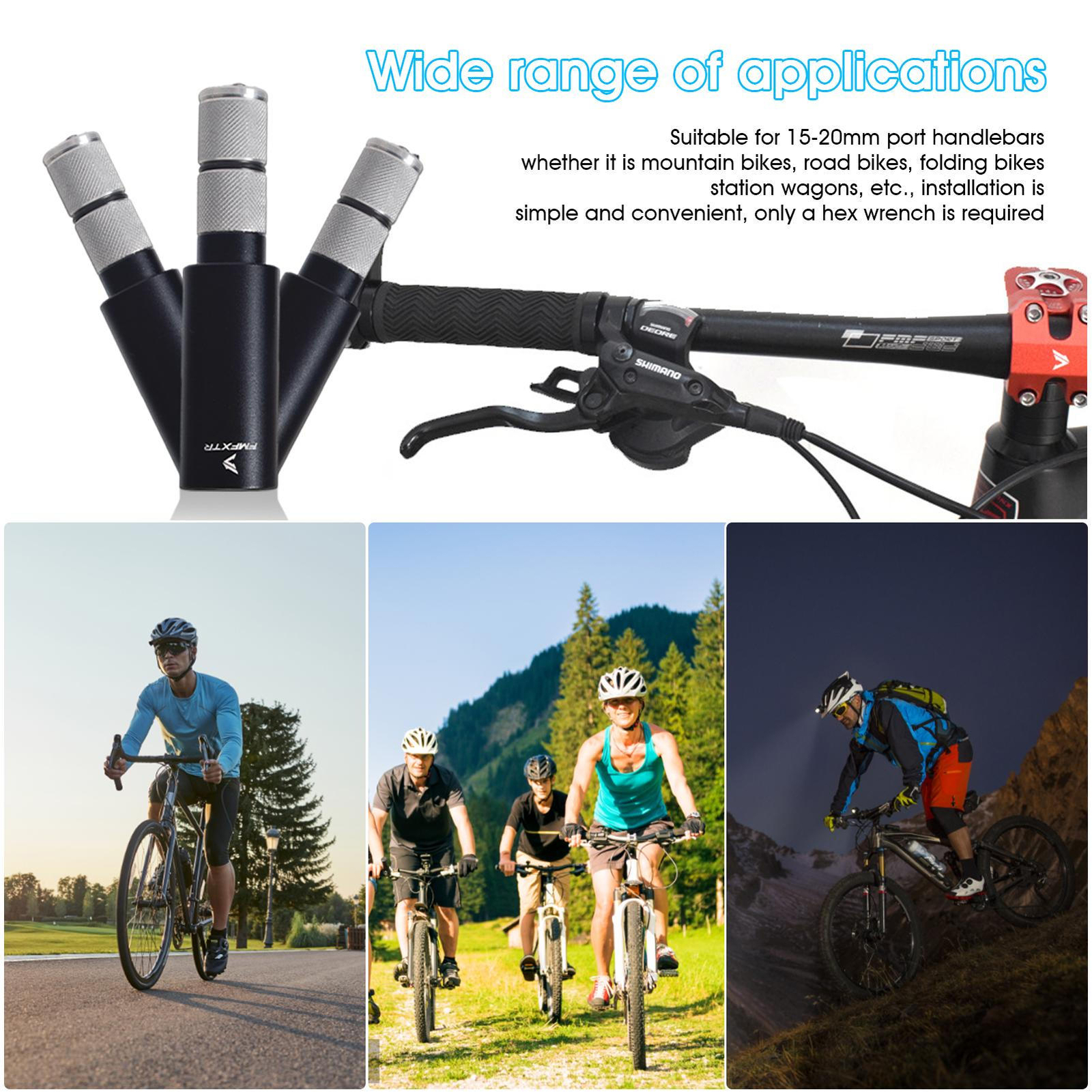 For MTB Bike Handlebar Bar End Extension Plug Aluminum Alloy Handlebar ...