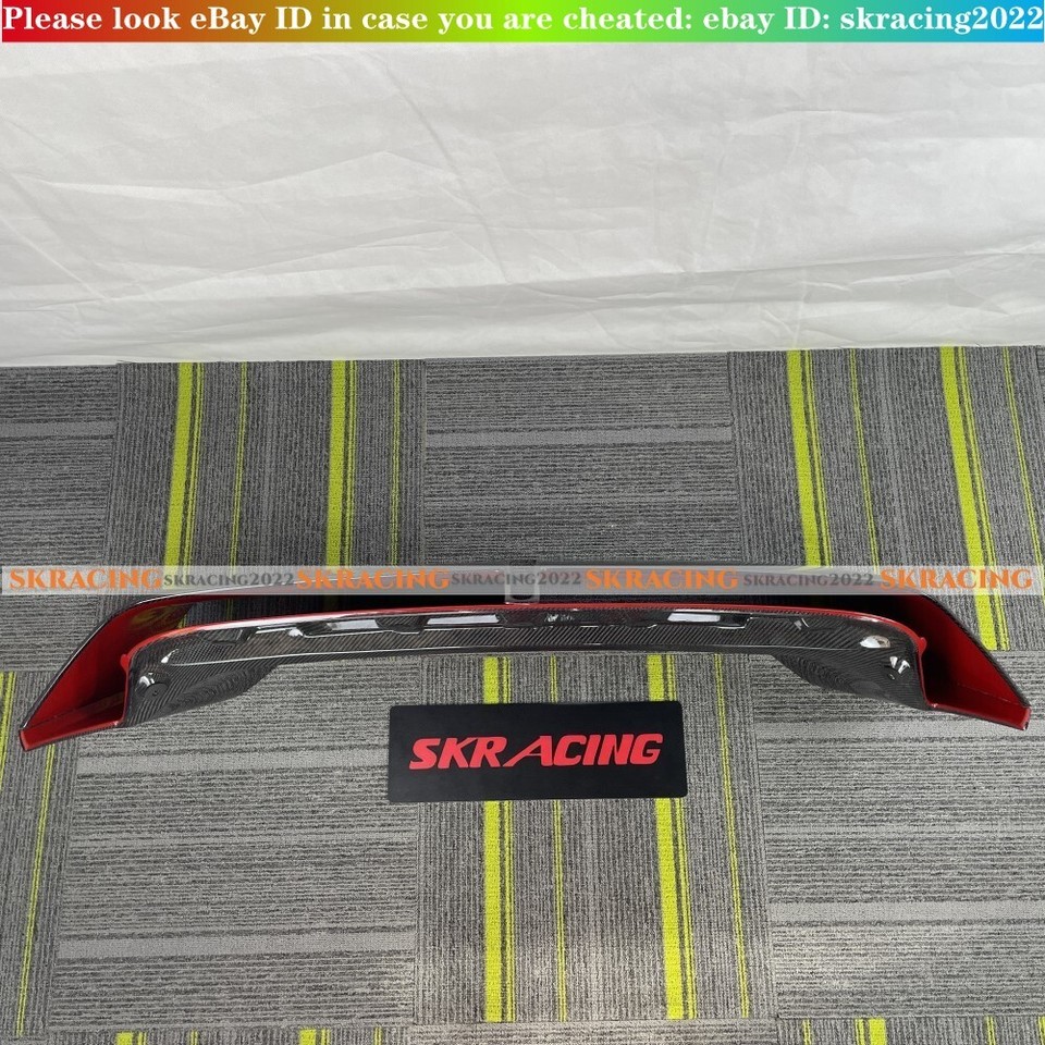FITS Mini Cooper F55 F56 Real Carbon Fiber+Red Colour Rear Spoiler Roof ...