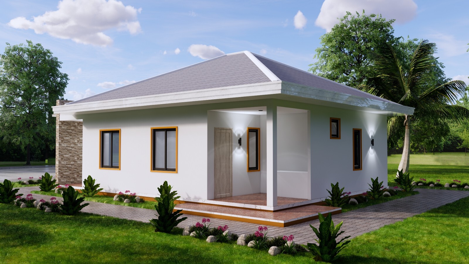 26x36 Feet Small House Plan 8x11 Meter 3 Beds 2 Baths Hip Roof (A4 Hard ...