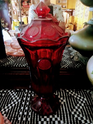Vintage Fostoria Ruby Red Coin Pattern Candy Dish | eBay