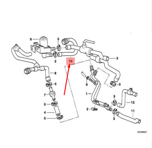 NEW BMW 7 E38 INDEPENDENT HEATING WATER VALVE HOSE 64528390726 8390726 ...