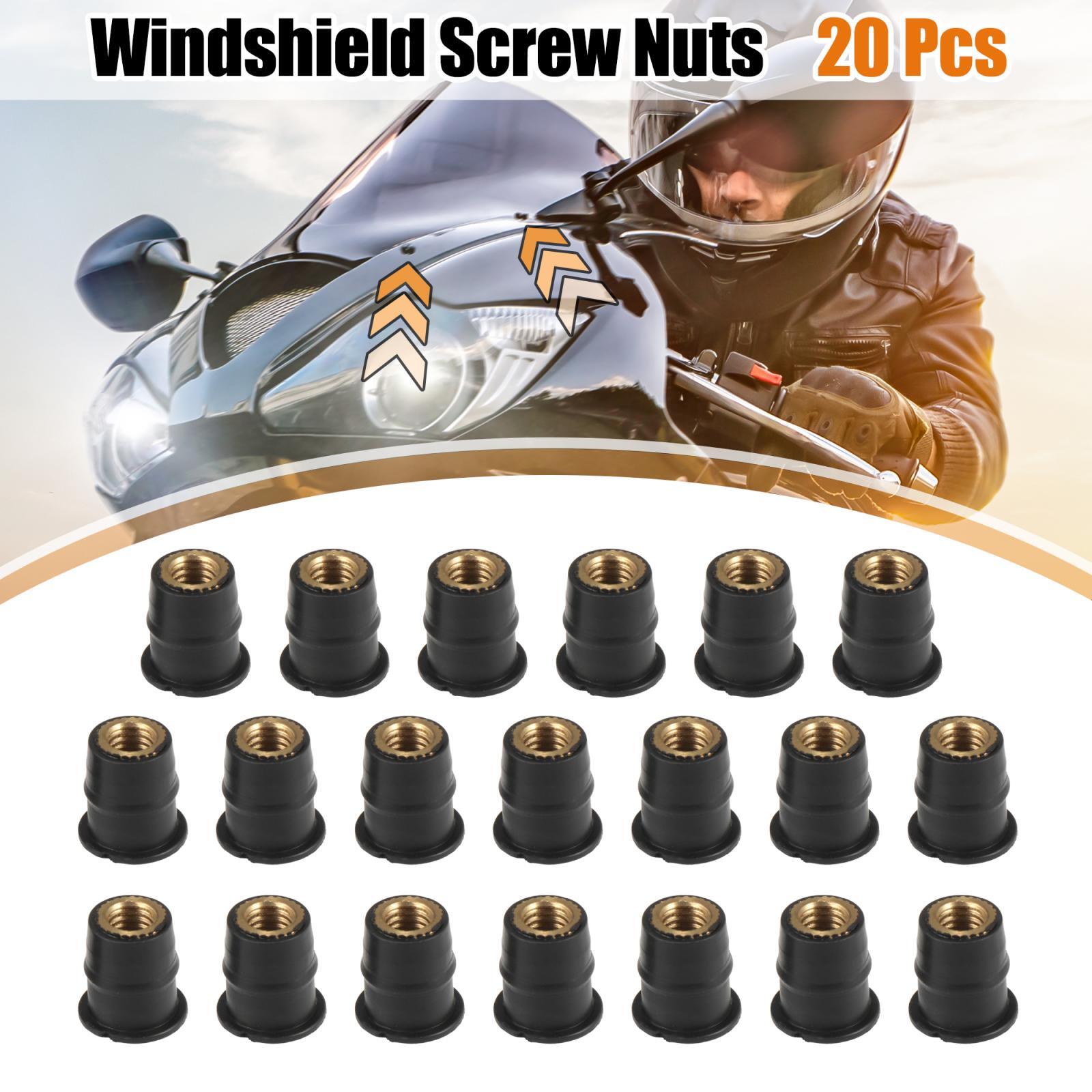 20pcs M6 6mm Convex Black Rubber Windshield Screws Bolts Nut for ...