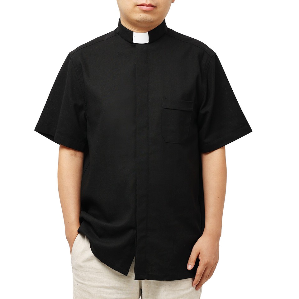 Men's Clergy Shirt with Tab Collar Clerical Minister Priest Shirt ...