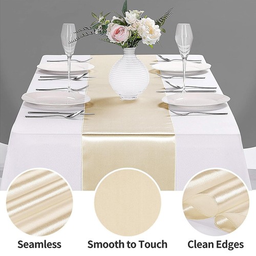 5-Pack Satin Table Runner Champagne 12 x 108 inches Long, Table Runners ...
