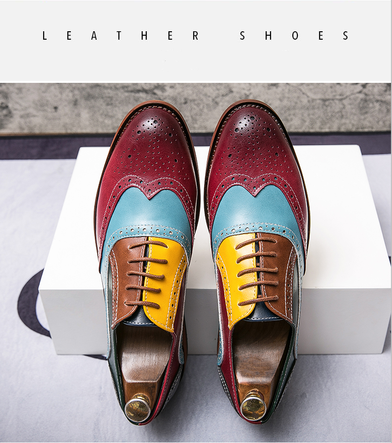 Men Brogues PU Round Toe Carved Lace Up Business Wedding Party Dress ...