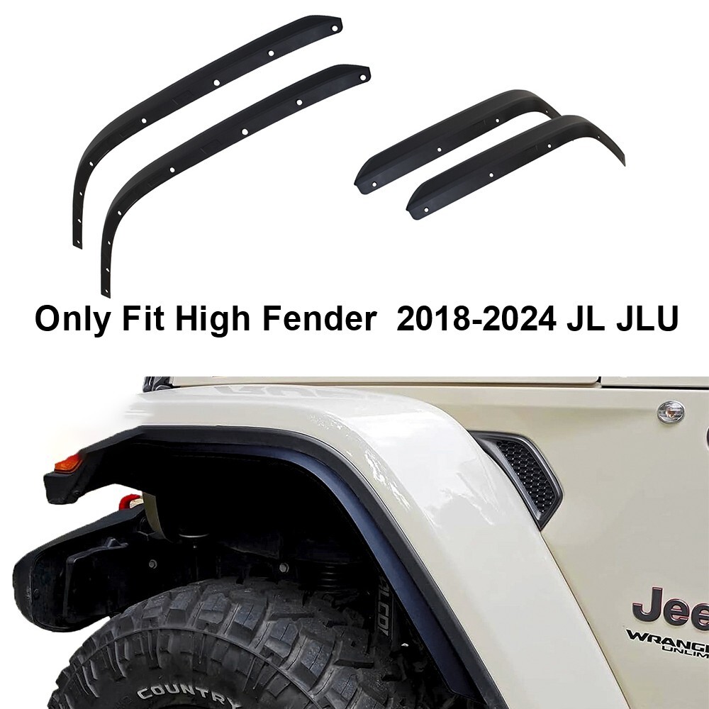 Front & Rear Fender Flares Extensions Set for 18-2024 for Jeep Wrangler ...