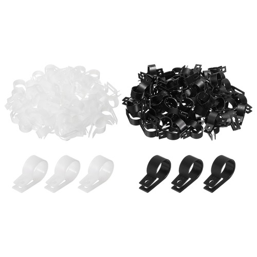 R-Type Cable Clip Wire Clamp, 19mm 0.75 Inch Nylon Clips White Black ...