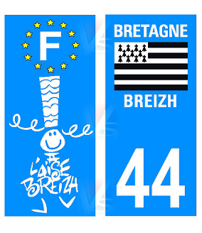 2 adhésifs DEPARTEMENT 44 et A L'AIZE BREIZH pour plaque d ...