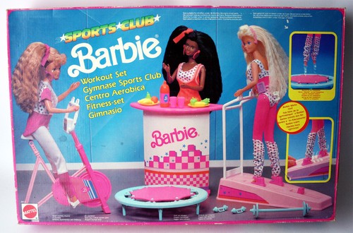 RARE VINTAGE 1990 BARBIE SPORTS CLUB WORKOUT SET GYM PLAYSET MATTEL NEW ...