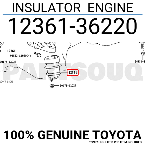 1236136220 Genuine Toyota INSULATOR ENGINE 12361-36220 | eBay