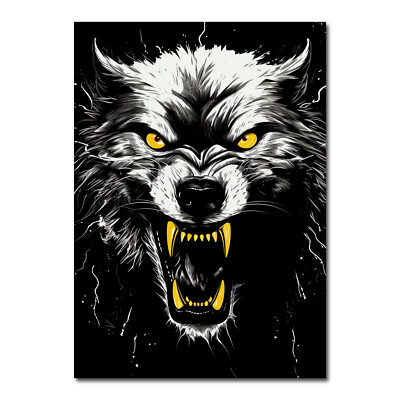 Dark Angry Scary Wolf Staring Wall Art Matte Poster Print | eBay Australia