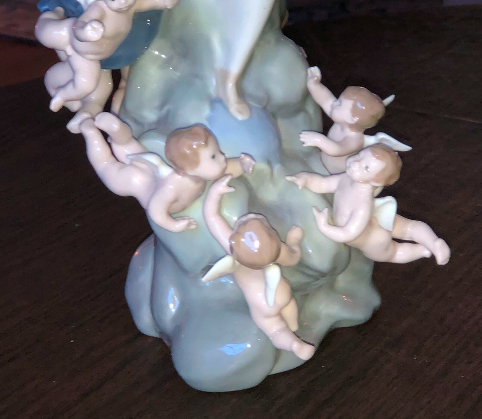BEAUTIFUL Lladro "Blessed Lady" 1579 MARY SWIRLING CHERUBS BABIES ...
