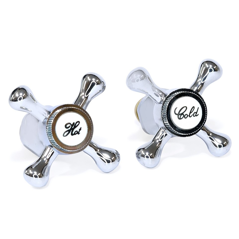 VICTORIAN STYLE CROSS HEADS REPLACEMENT BASIN SINK TAP CONVERSION KIT C ...