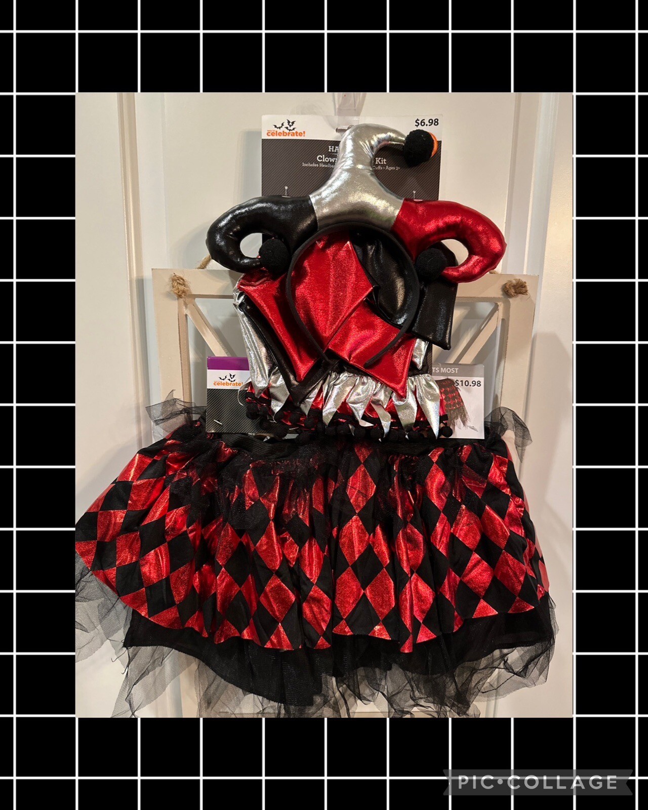 NWT Women’s Checkered Tutu Halloween Dress Up Costume Accessory Jester ...
