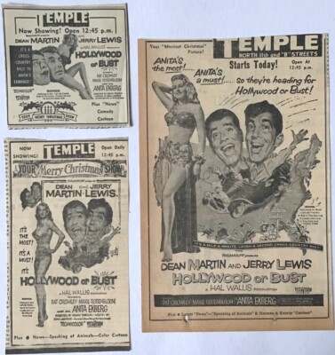 3 1956 newspaper ads for movie Hollywood or Bust - Dean Martin, Jerry ...