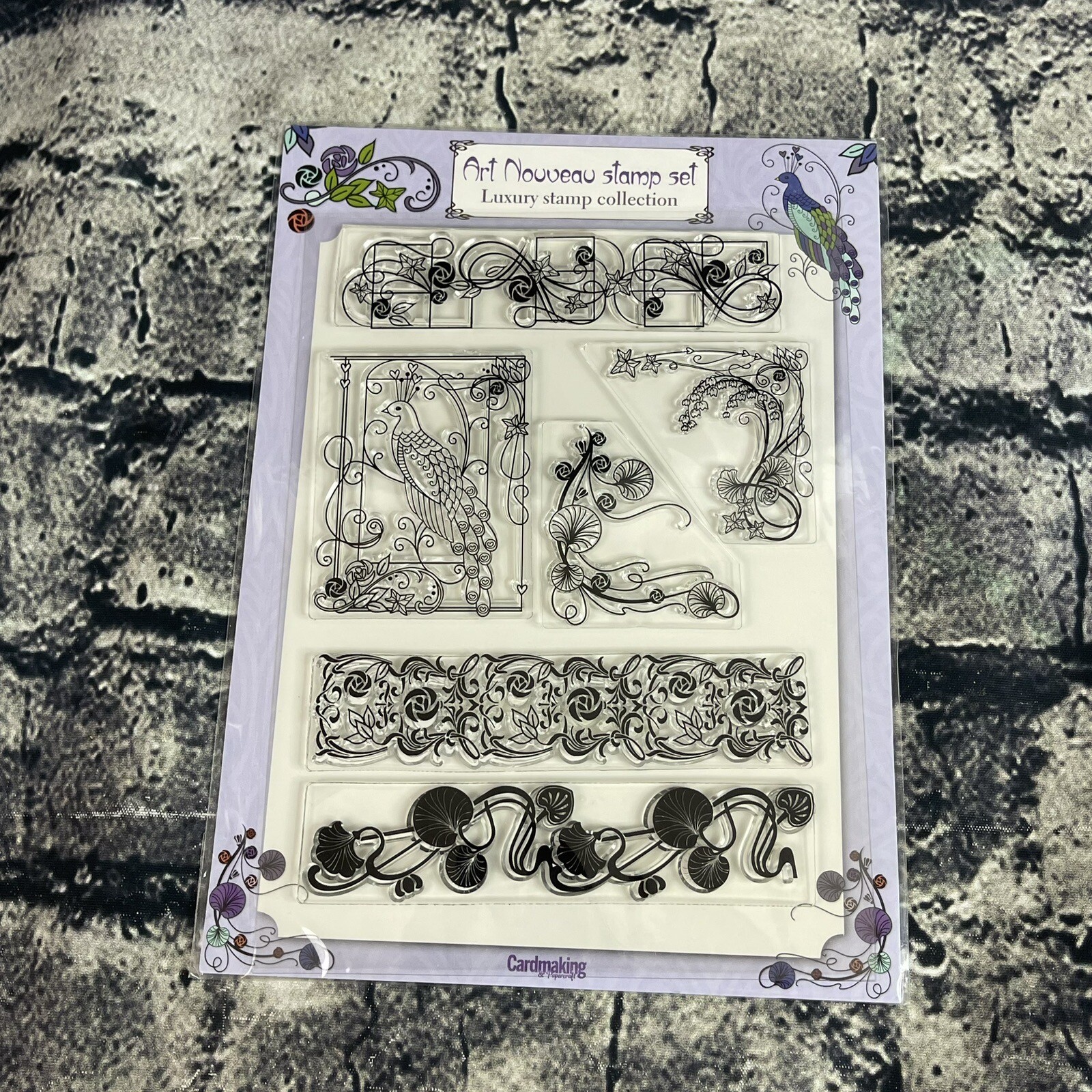 Art Nouveau Clear Stamp Set Jennifer Ellory Cardmaking Peacok Scrolls ...