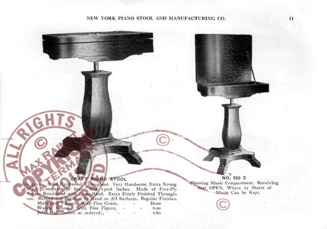 New York Piano Stool Mfr Co (1894) CATALOGUE Stools Chairs Duet+ Player ...