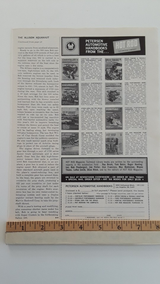 BOB PATTERSON SK HULLS ALLISON 12 CYLINDER SPEED BOAT ORIGINAL 1963 ...