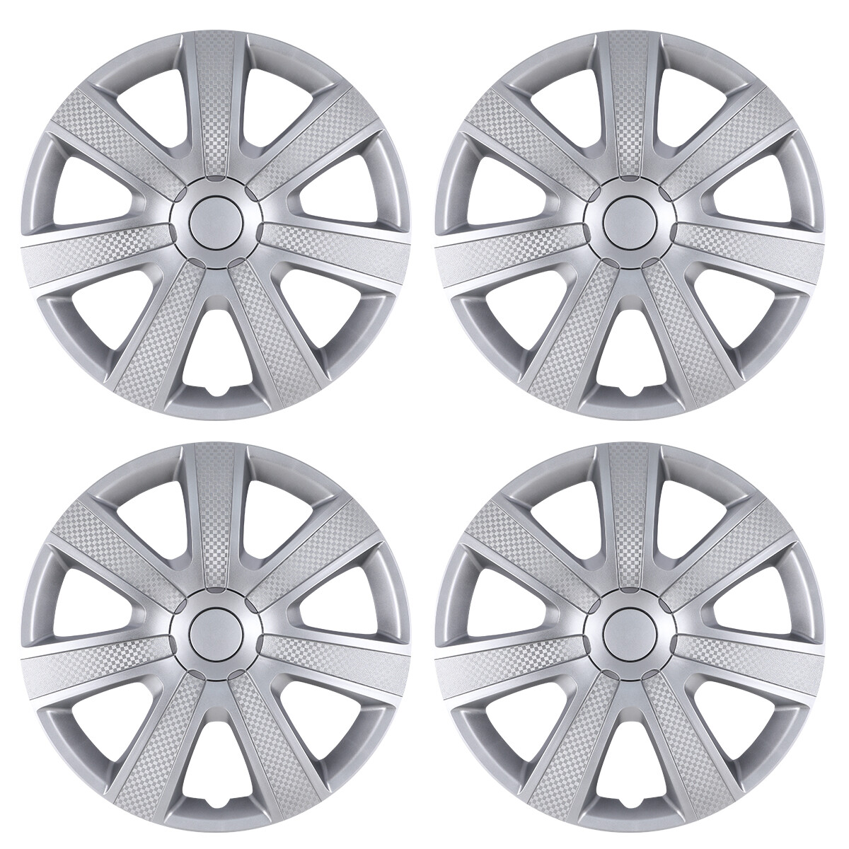 4 14 Inch Silver Matte Snap On HubCaps Wheel Rims Fit R14 Tire & Steel ...