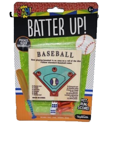 Toysmith Batter Up! Pocket Sized Baseball Board Game Toy Hit Run Score ...