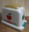 Toy Pop up Toaster Kitchen Fisher 1997 Apple Graphic White Green Red ...