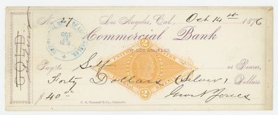 RN-G1 Commercial Bank check, Los Angeles, CA Payable in Gold, Changed ...