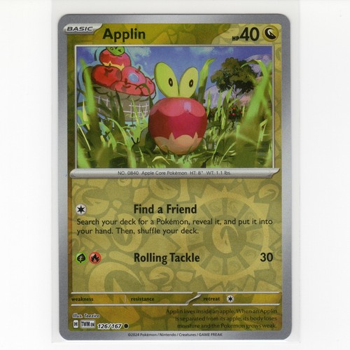 Pokémon TCG Applin 126/167 SV06 Twilight Masquerade Reverse Holo Card ...