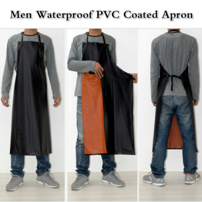 Waterproof PVC Coated Apron Oil Resistant Unisex Kitchen Butcher Aprons ...