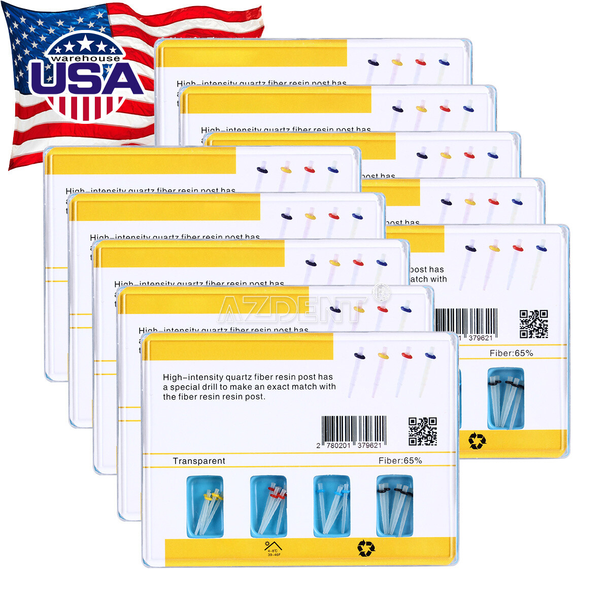 10 Kits Dental AAA Fiber Post Resin Screw High-intensity Thread Glass ...