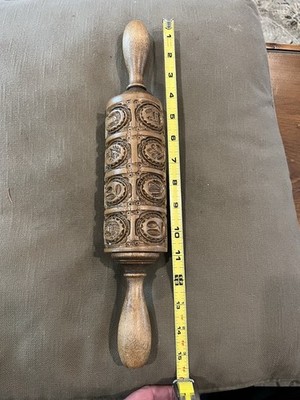 15” Vintage Wood Springerle Rolling Pin by House On The Hill 1998 | eBay