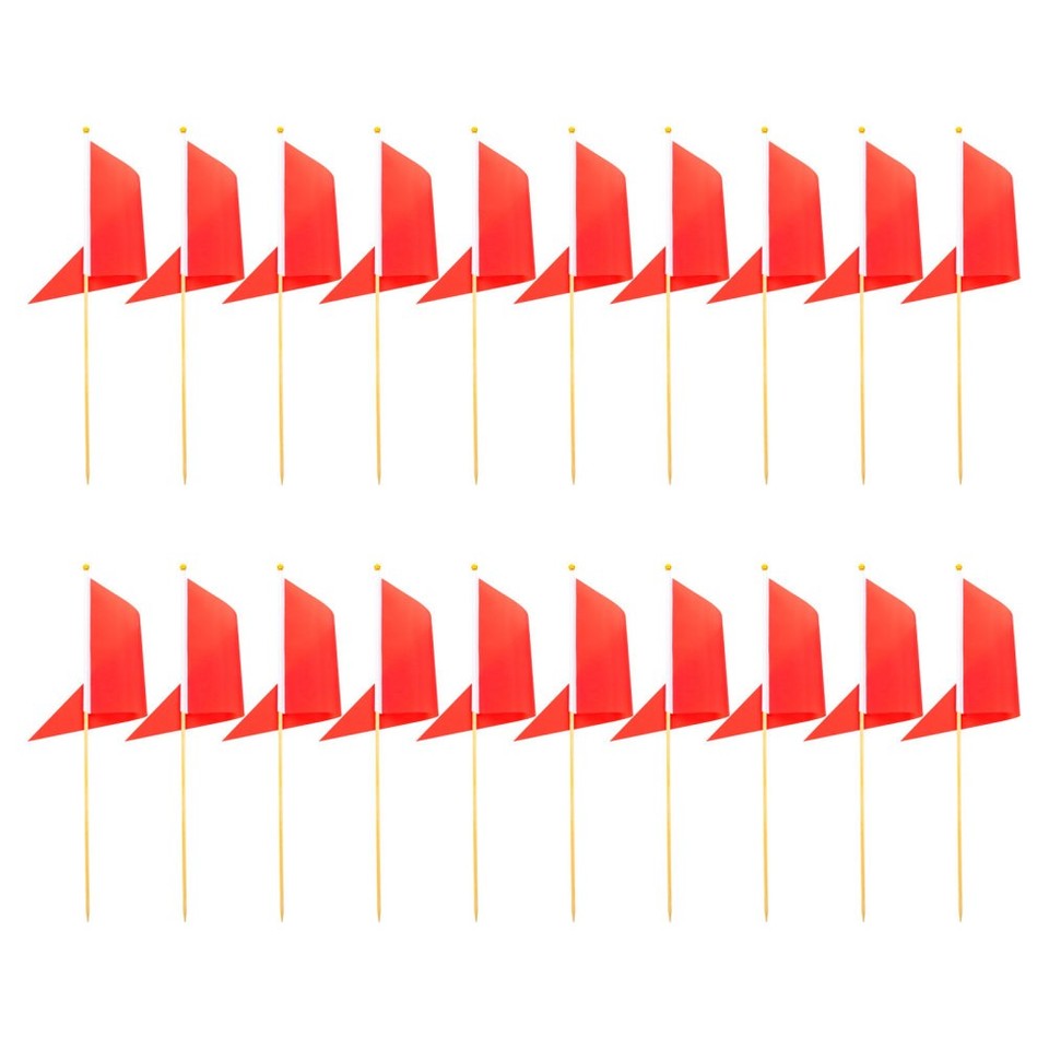 20Pcs Red Marking Flags: Construction Site Flags - Lawn Stick Marker ...