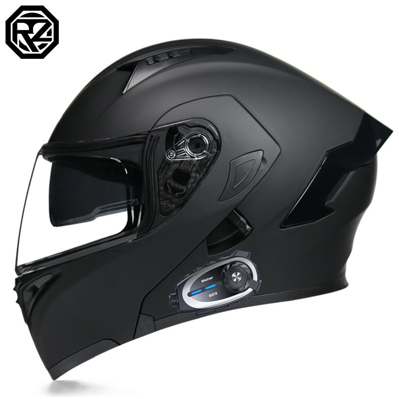Intercom Bluetooth Motorcycle Helmet Built-in Camera Modular Motorbike ...