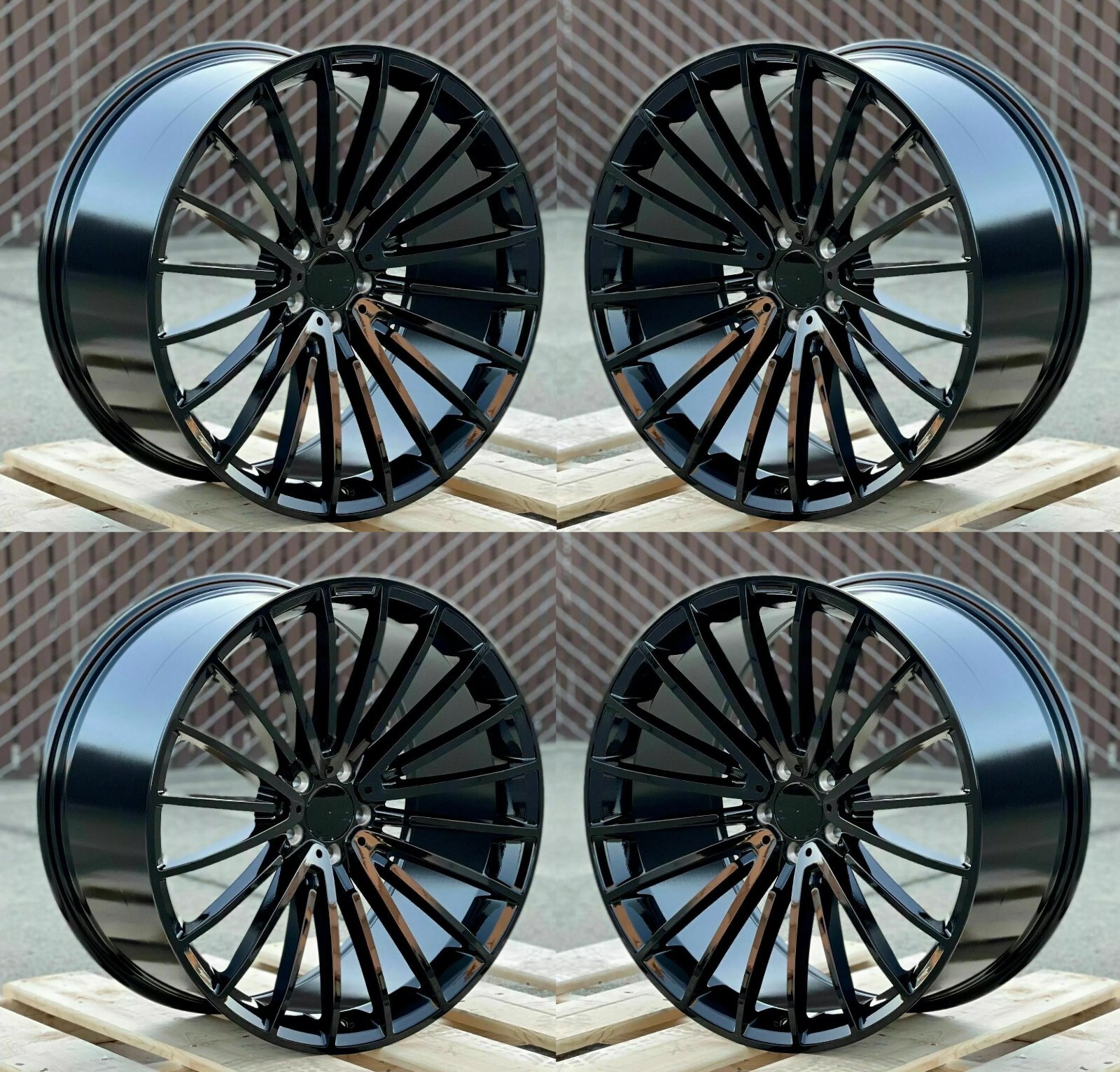 19x8.5/19x9.5 Black Staggered Wheels Fit Mercedes S430 S500 S550 CL550 ...