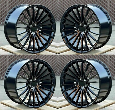 19x8.5/19x9.5 Black Staggered Wheels Fit Mercedes S430 S500 S550 CL550 ...