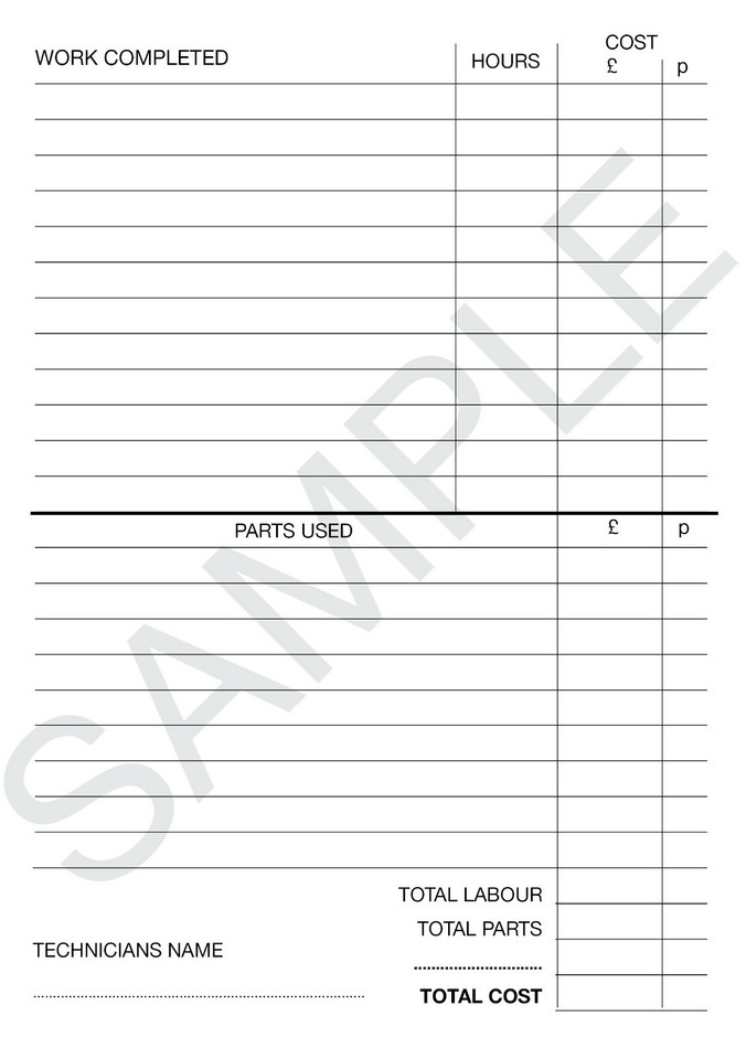 A5 GARAGE WORKSHOP REPAIR JOB CARDS - JOB SHEET - TIME CARD - WORKS ...