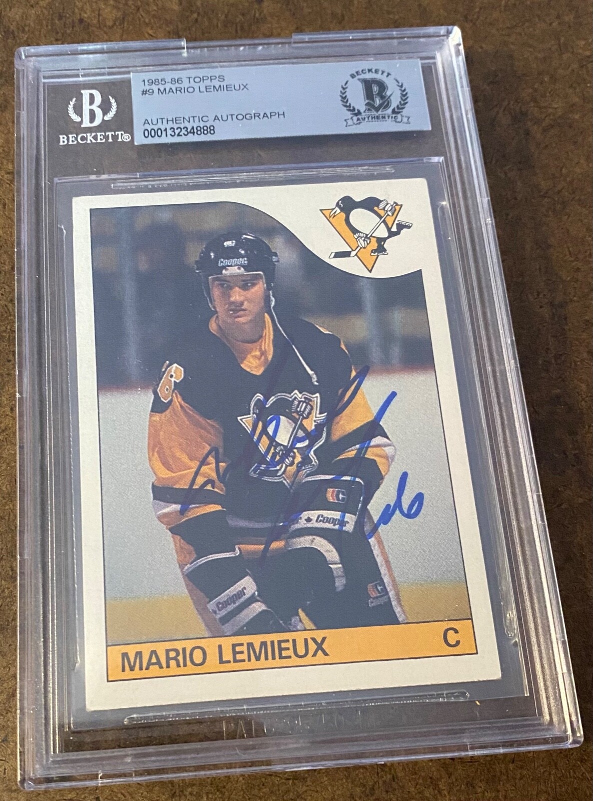 MARIO LEMIEUX SIGNED ROOKIE CARD 1985-86 TOPPS RC BAS BECKETT ...