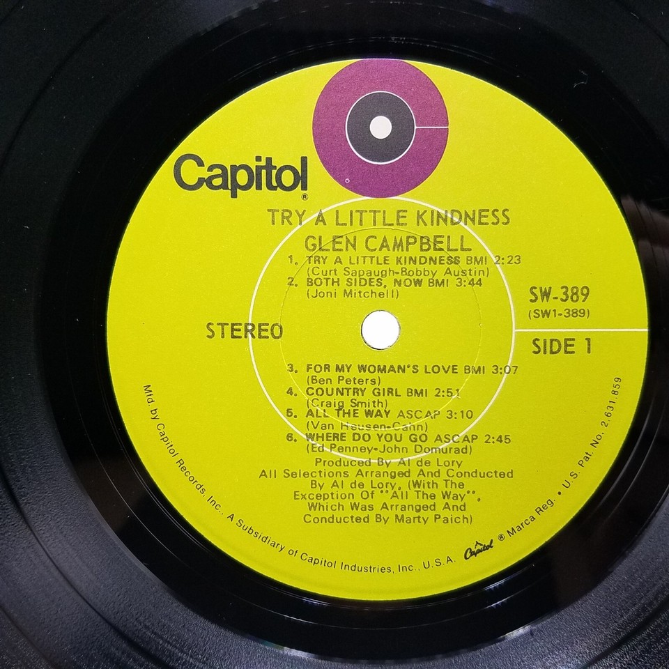 Glen Campbell Try A Little Kindness Vintage Vinyl LP RECORD 1970 ...