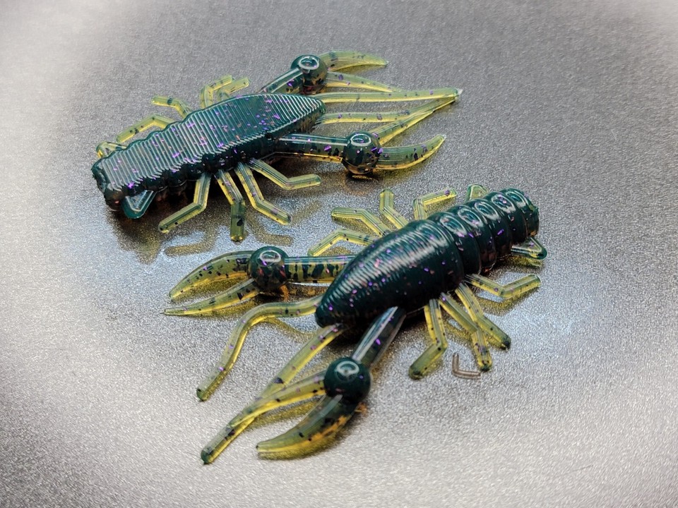 (16) 2" MINI CRAW "Mtr Oil/Purp" Crappie Panfish Jig Crawfish Lure Soft ...