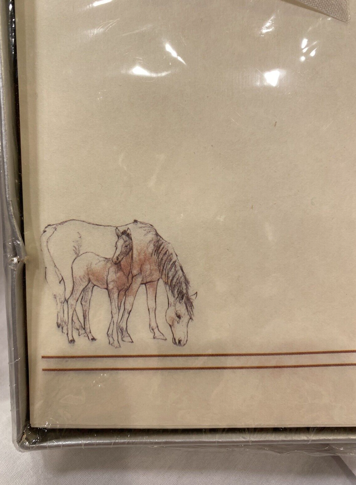 VTG 1984 MEAD PRODUCTS Horse Mare & Colt Stationery MIB 24 sheets 12 ...