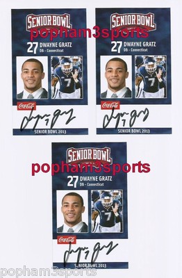 DWAYNE GRATZ Signed/Autographed 2013 SENIOR BOWL CARD UConn Huskies w ...