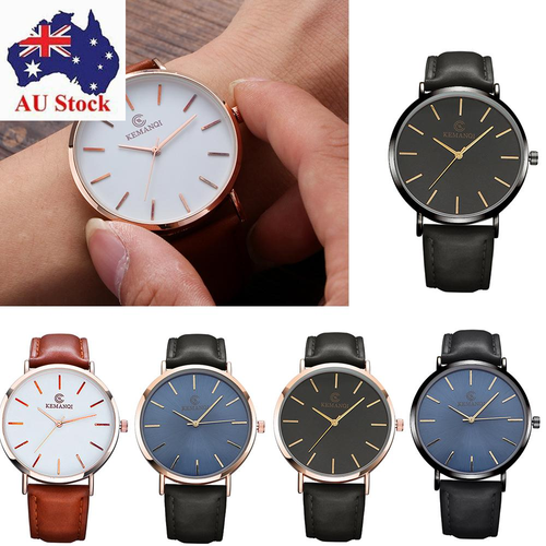 Simple 6.5mm Ultra Thin Men Watch Quartz Wrist Watch Genuine Leather ...