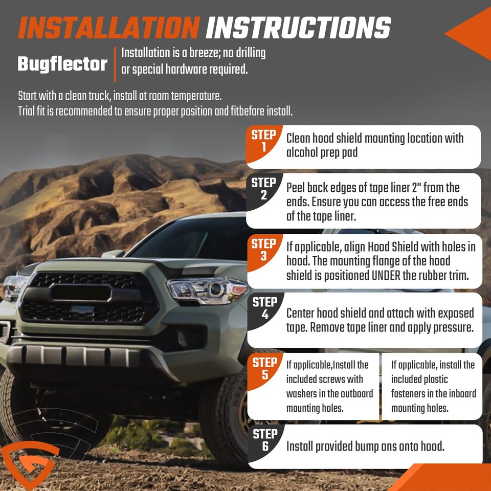 Stone & Bug Deflector Guards Hood Shield Gloss Black For Toyota Tacoma ...