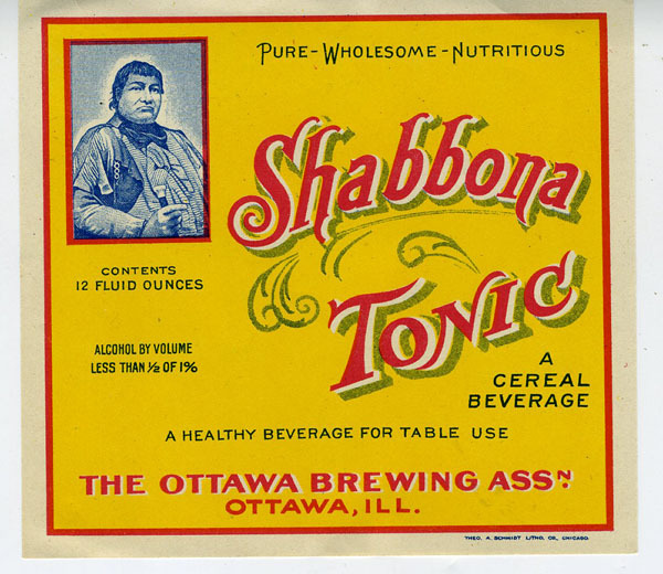 1915 Pre Pro Beer Label Shabbona Tonic Ottawa Illinois Brewing ...