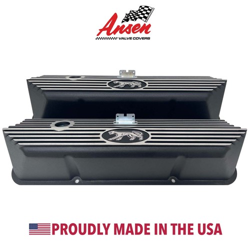 Ford FE Tall Black Valve Covers- Cougar Logo- Die-Cast Aluminum - Ansen ...
