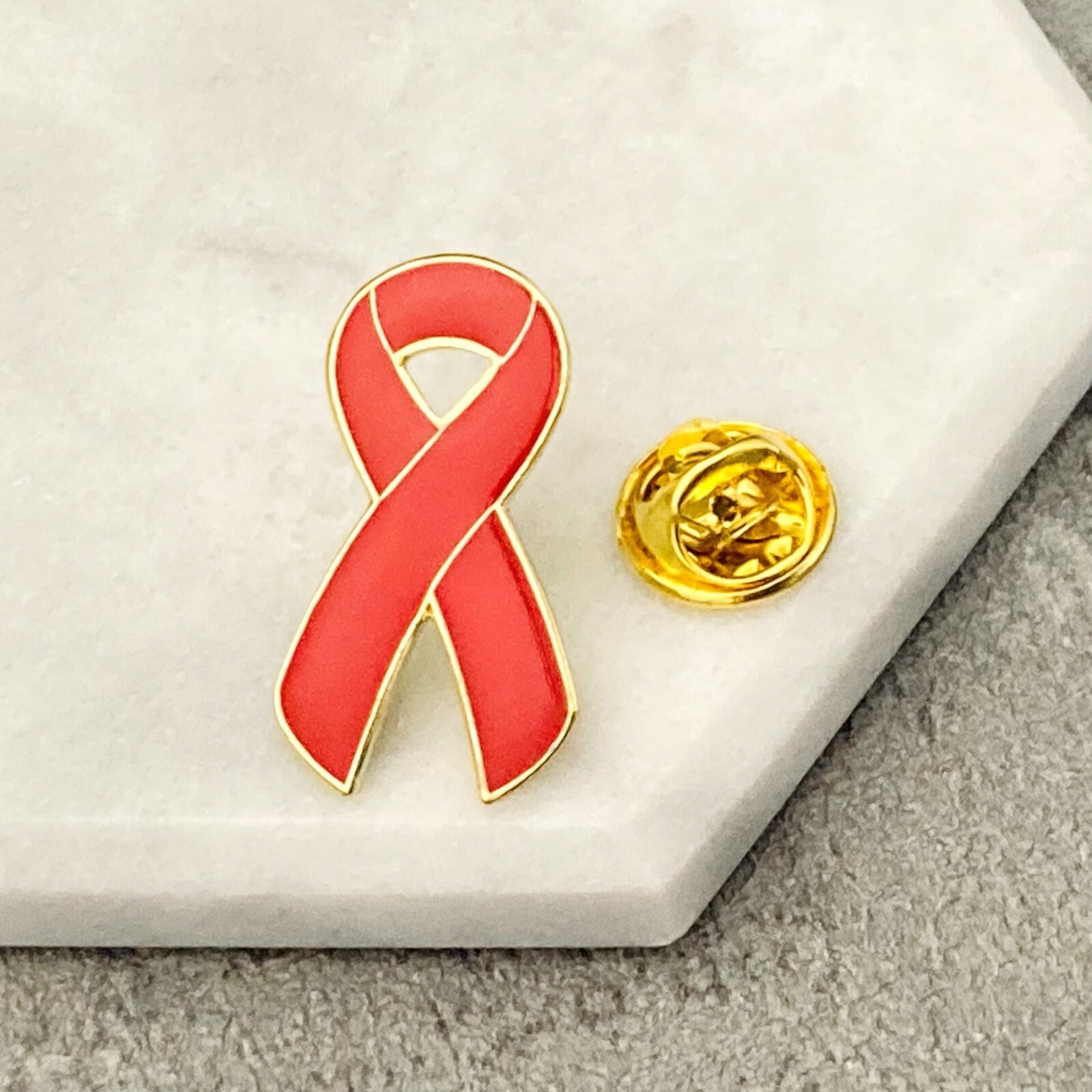 Red Ribbon Lapel Pin Badge Awareness Heart Disease Stroke HIV AIDS ...
