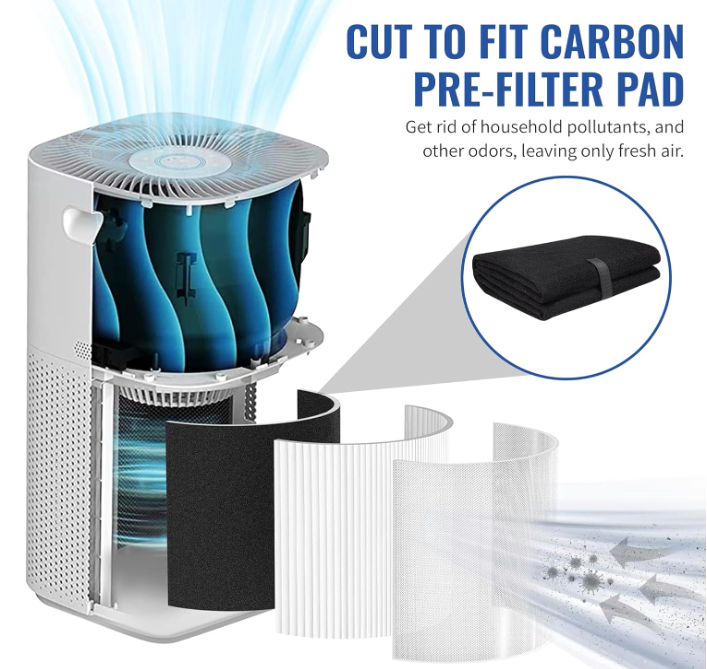 Universal Cut to Fit Carbon Pad Pre Filter Roll for Air Purifiers ...