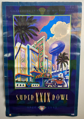 Vtg 34x22” Super Bowl XXIX 75th Year 1995 Poster | eBay