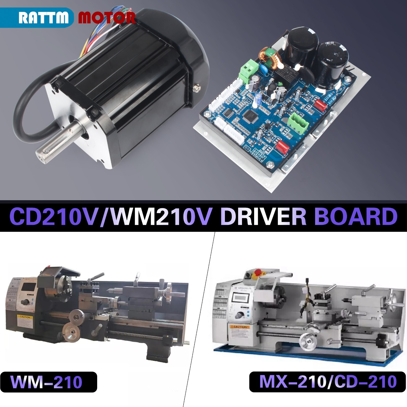 【US】110V DC Brushless Spindle Motor with Power Driver Kit for CD210v ...