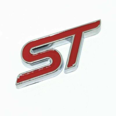 NEW ST BOOT BADGE RED CHROME METAL FIT FORD FOCUS MK2 RS KUGA FIESTA ...