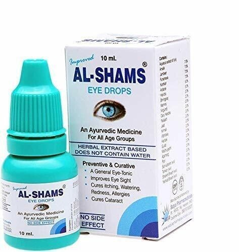 pack of 5 Herbal Ayurvedic Al-Shams Eye Drops 10ml For Watery, Redness ...